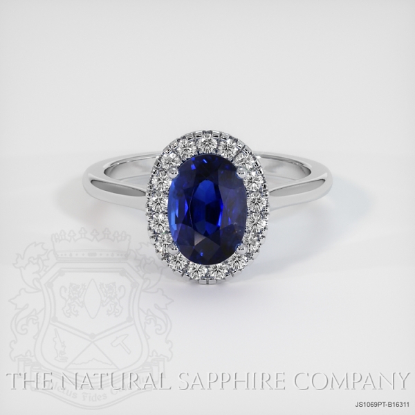 Blue Sapphire Ring Oval 1.60 Ct. Platinum 950