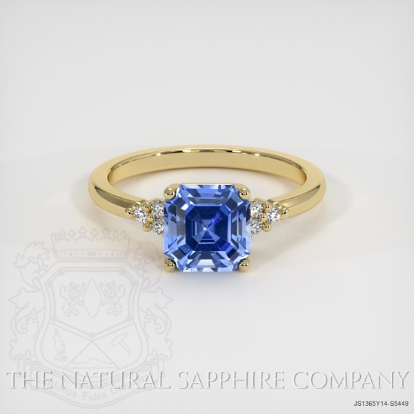 Blue Sapphire Ring Asscher Octagon 1.93 Ct. 14K Yellow Gold